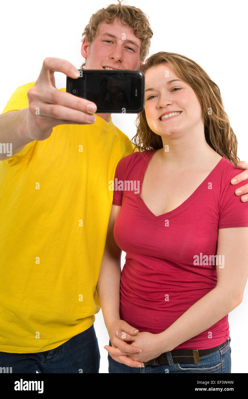 Couple taking self portrait Stock Photo - Alamy