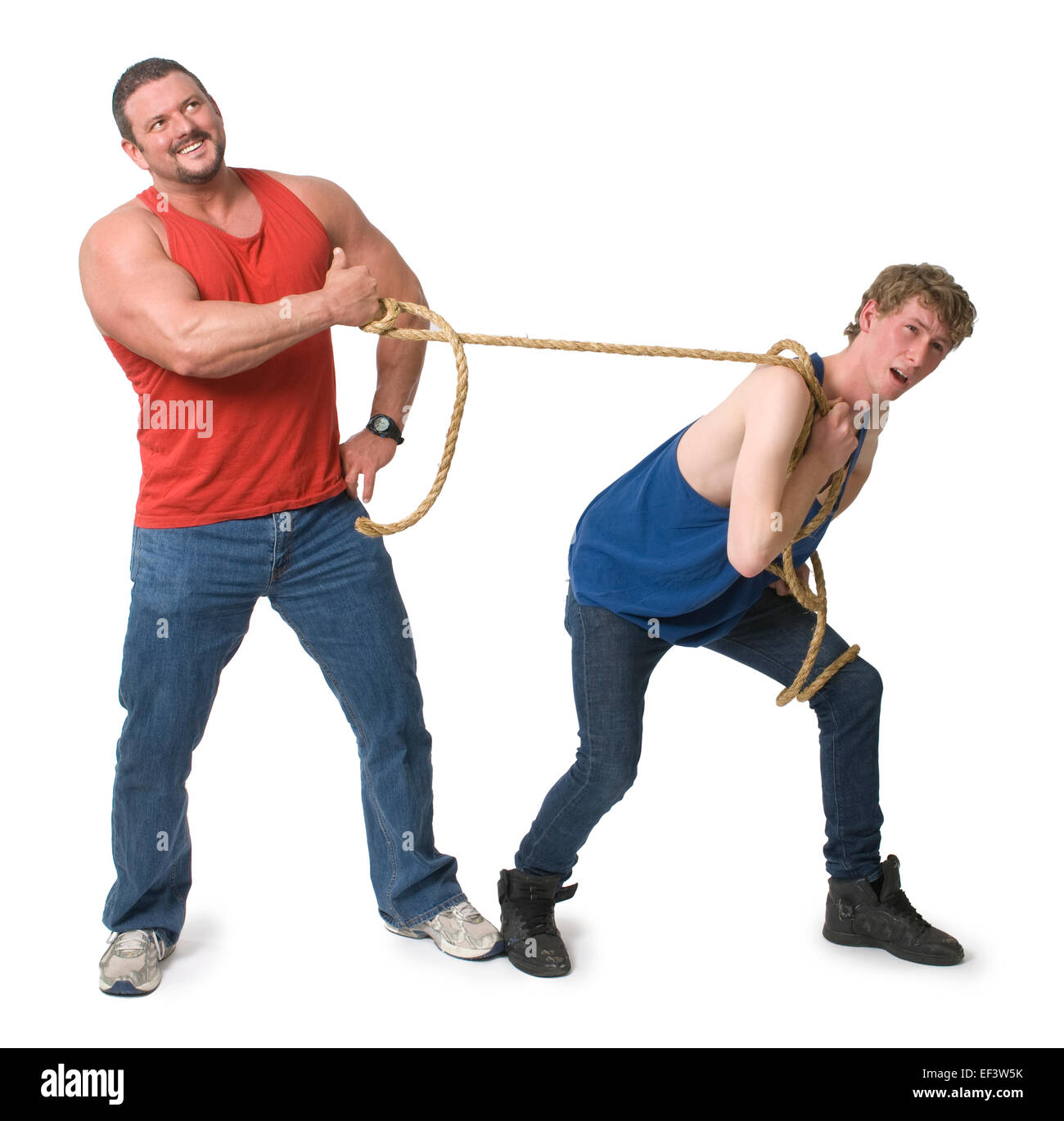 Two men having tug war Cut Out Stock Images & Pictures - Alamy