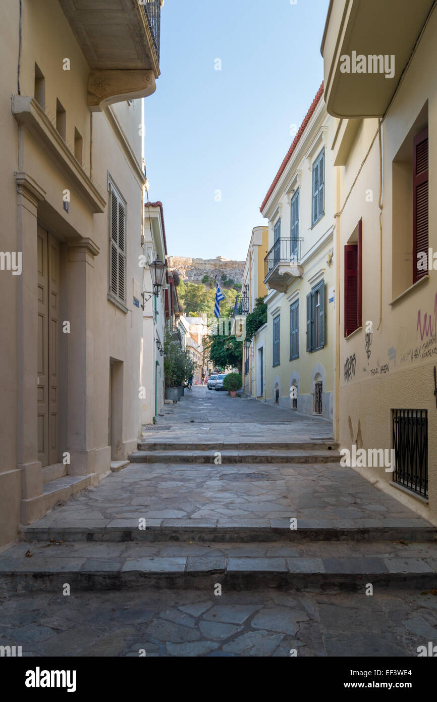 An empty pedestrian backstreet in Athens, Greece Stock Photo - Alamy