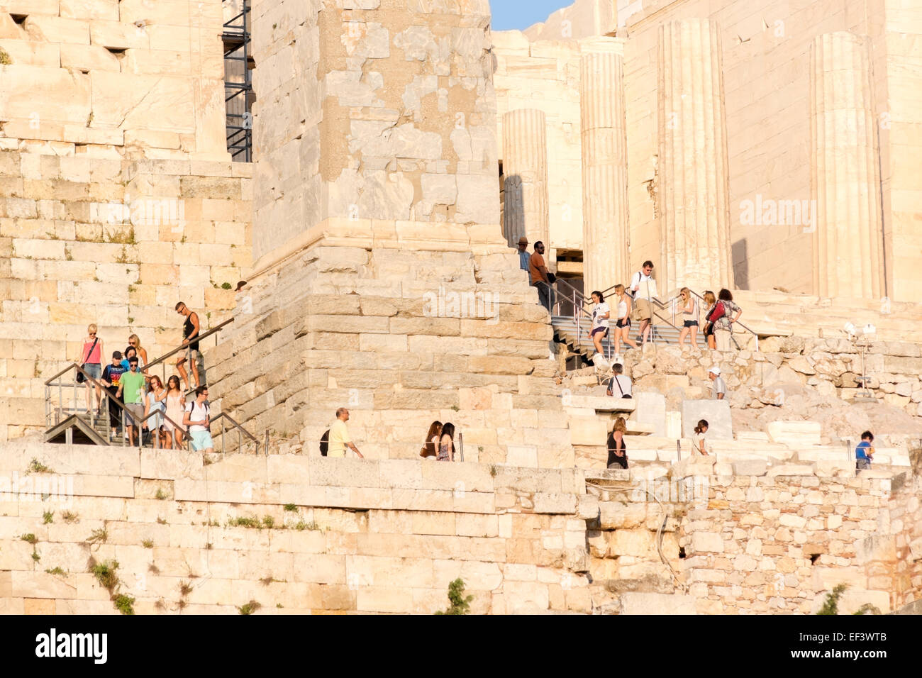 Tourists on the steps to the Acropolis of Athens, Greece Stock Photo ...