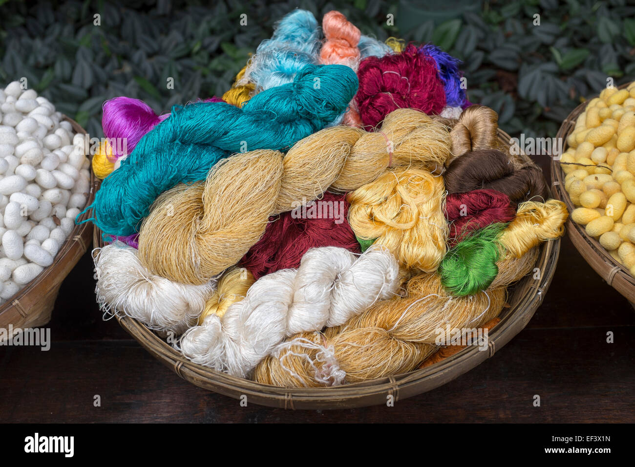 Raw Silk samples at The Jim Thompson House Museum in Bangkok Stock ...