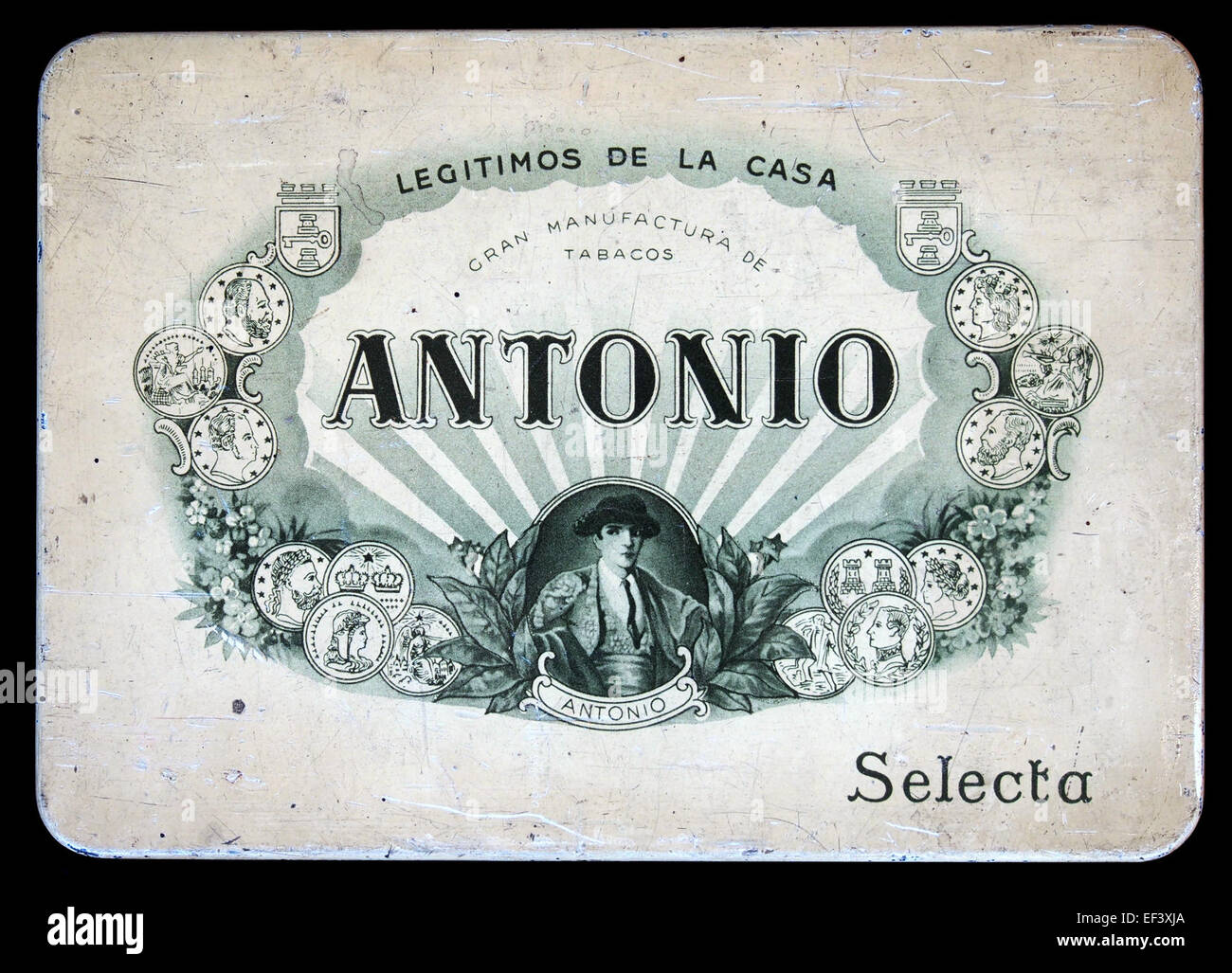 Antonio Selecta cigar tin, showcasing the brand's vintage design and ...
