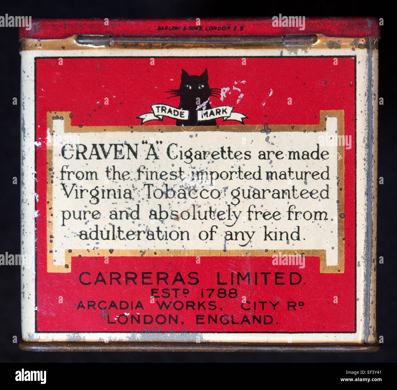 Craven A cigarettes tin, back Stock Photo - Alamy