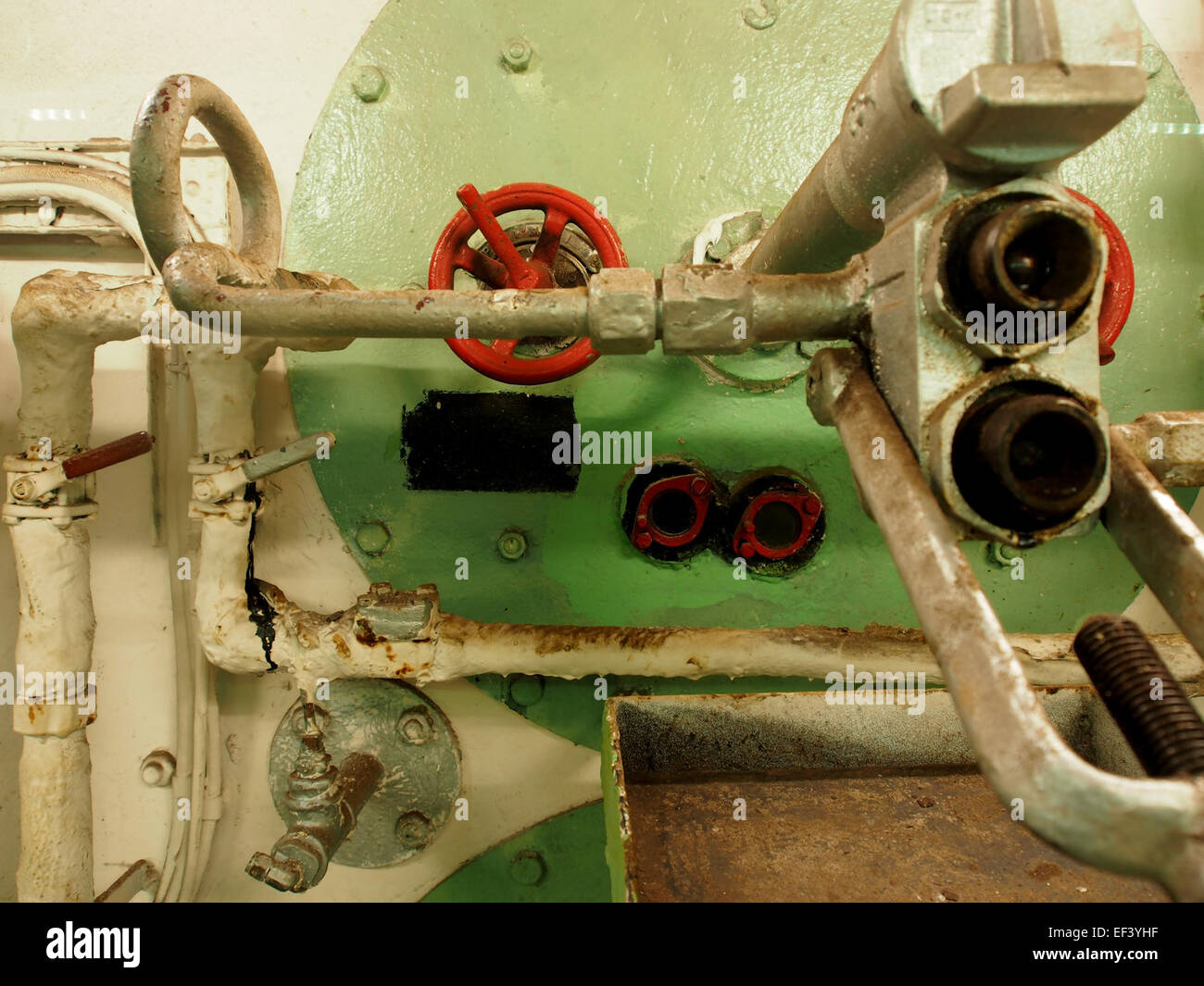 An interior view of the SS Rotterdam, a historic ocean liner. The image ...