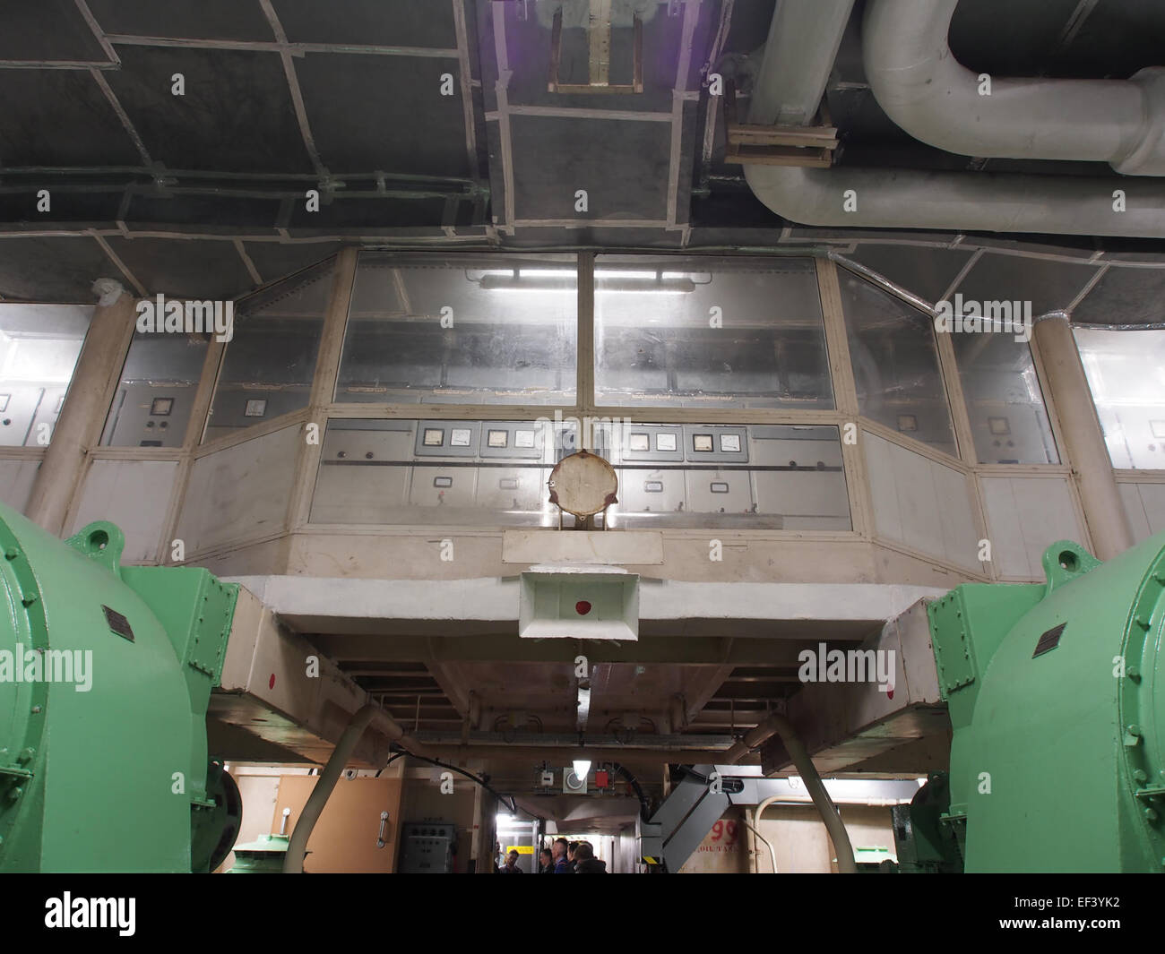The machine room of the SS Rotterdam, a retired ocean liner, houses the ...