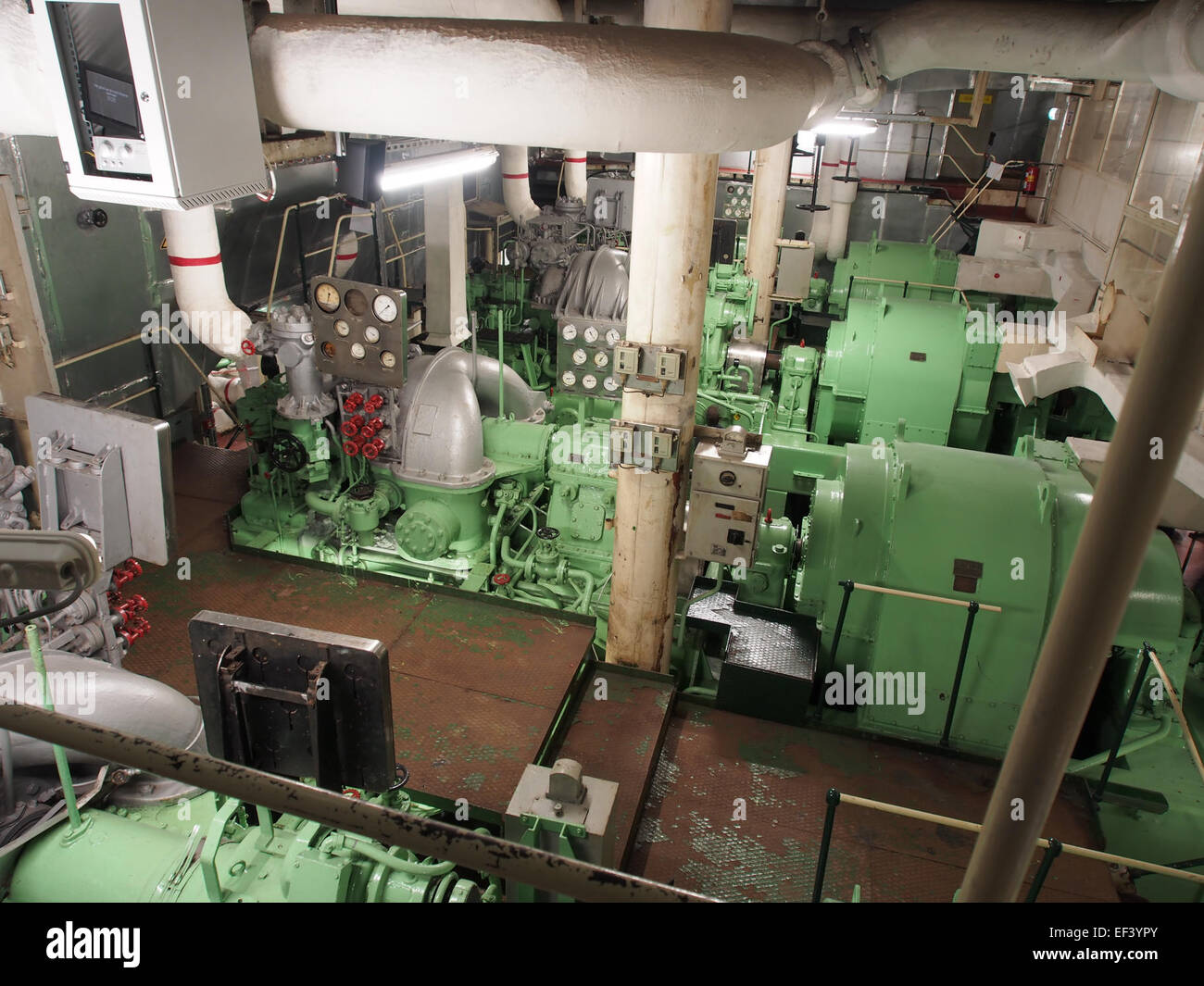 A photo of the machine room inside the SS Rotterdam, showcasing the ...