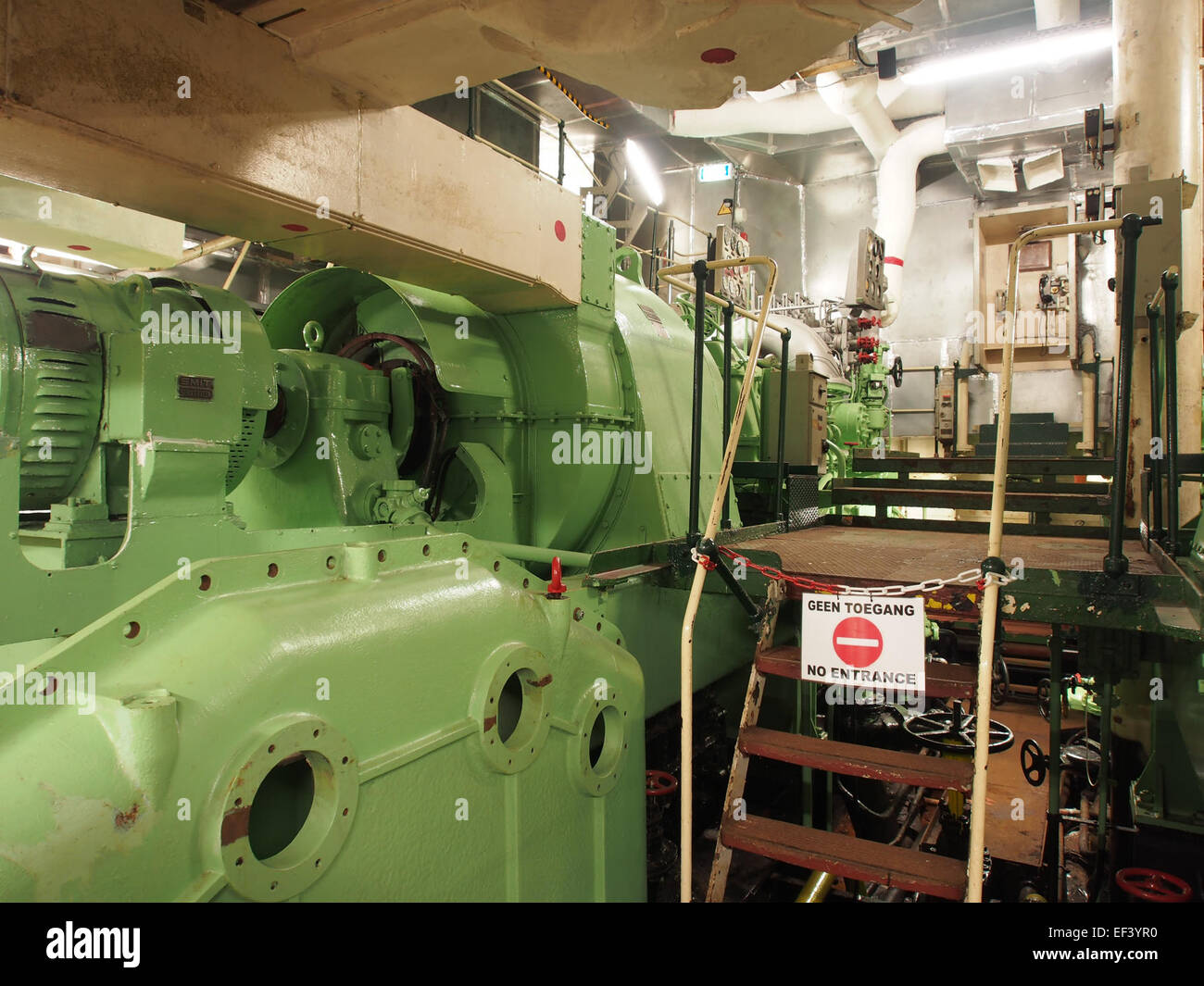 This image captures the machine room of the SS Rotterdam, a historic ...