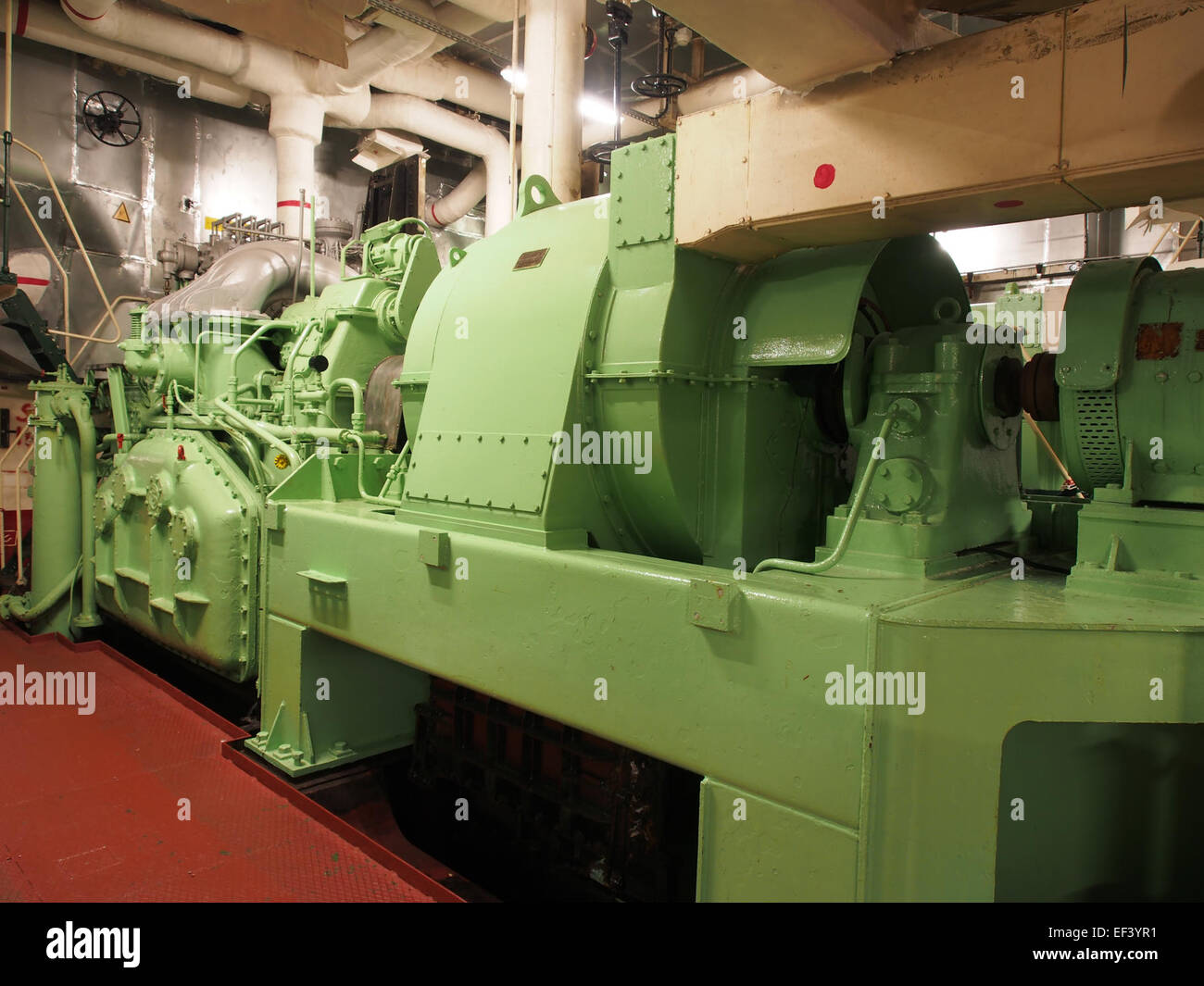 This image shows the machine room of the SS Rotterdam, a former ocean ...