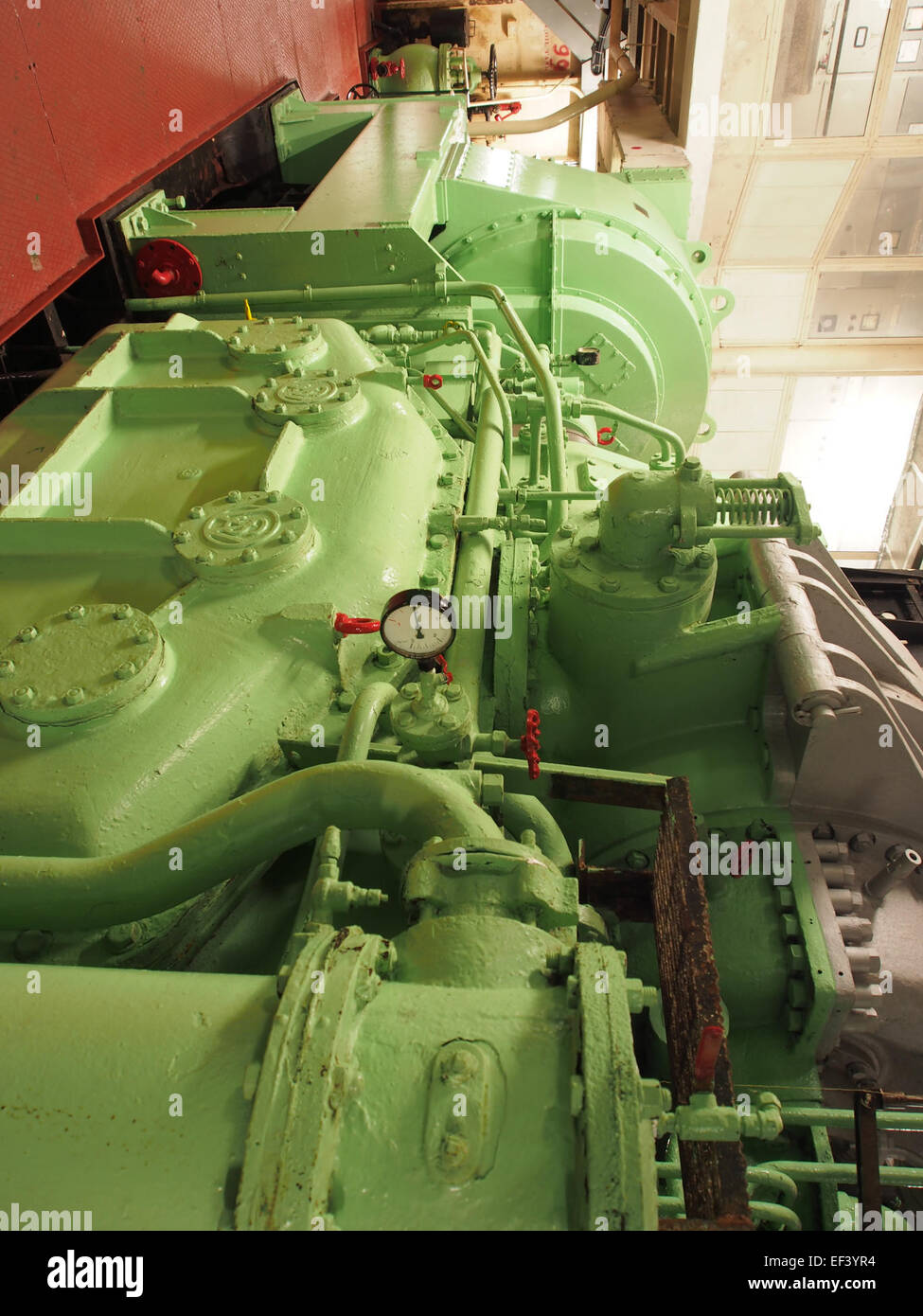 This image shows the machine room aboard the SS Rotterdam, a former ...