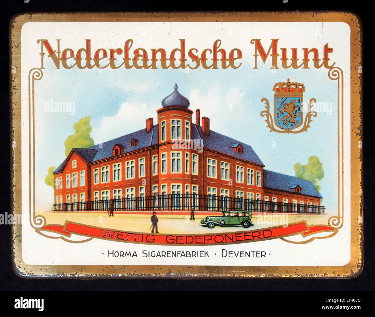 A colored cigar tin from Nederlandsche Munt, showcasing the design and ...