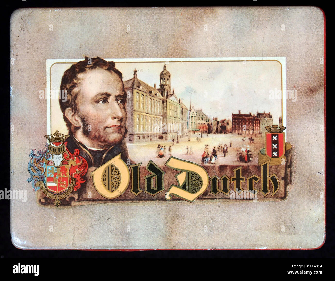 An old Dutch cigar tin, showing traditional design and branding. This ...