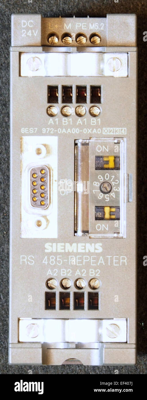 A rear view image of the Siemens SM331, a programmable logic controller ...