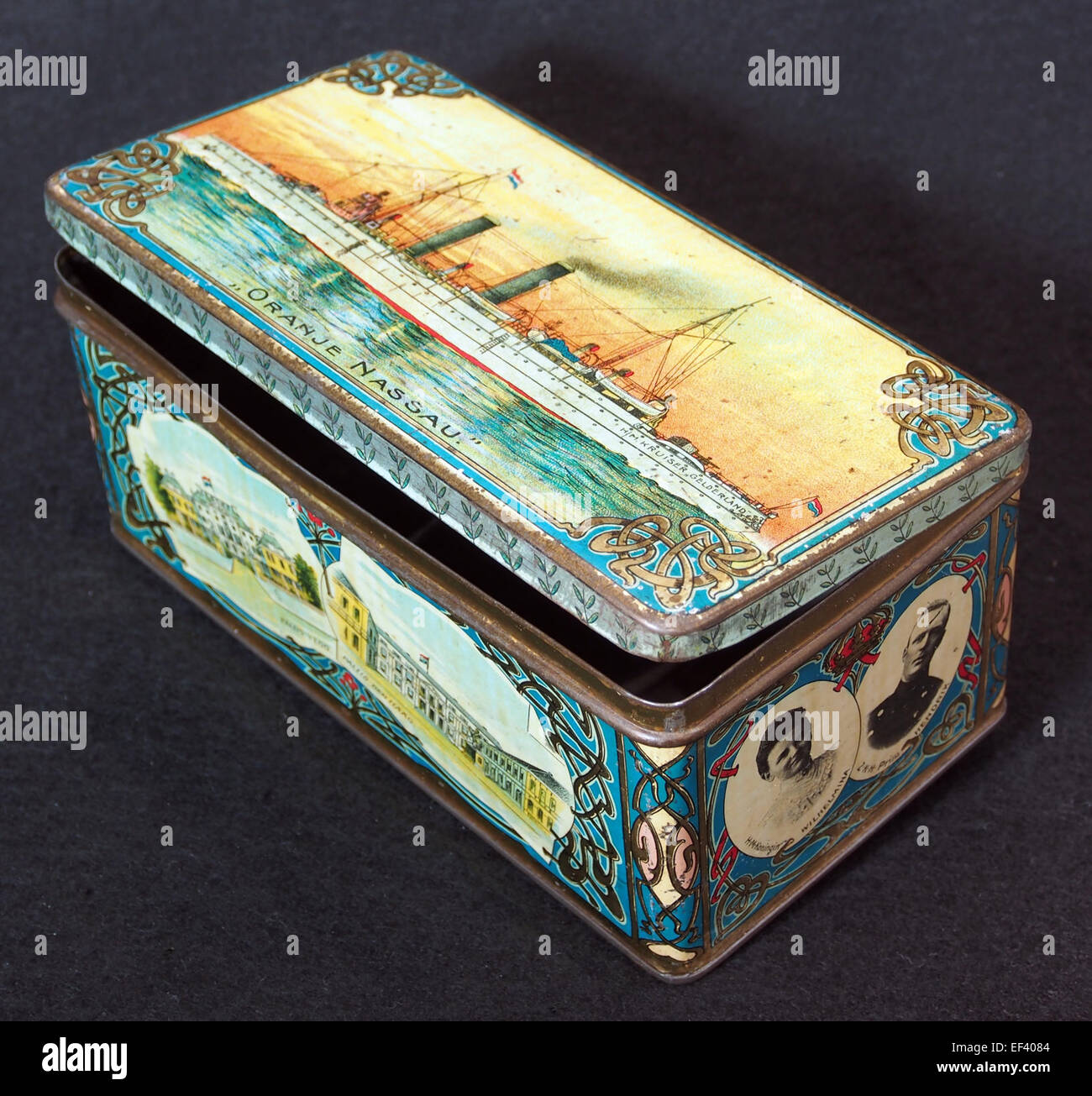 The Oranje Nassau cigar tin featuring the HM Kruiser Gelderland is a ...