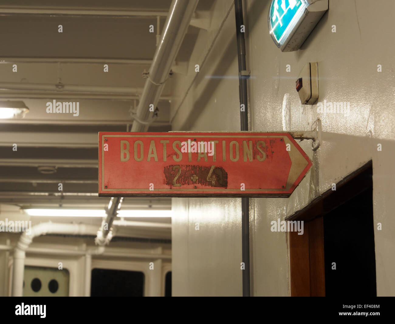 SS Rotterdam, Boat stations sign Stock Photo - Alamy
