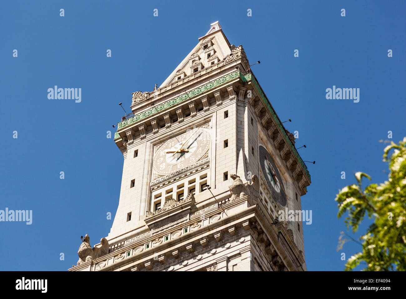 Clock on top of the Custom House, McKinley Square, Boston ...