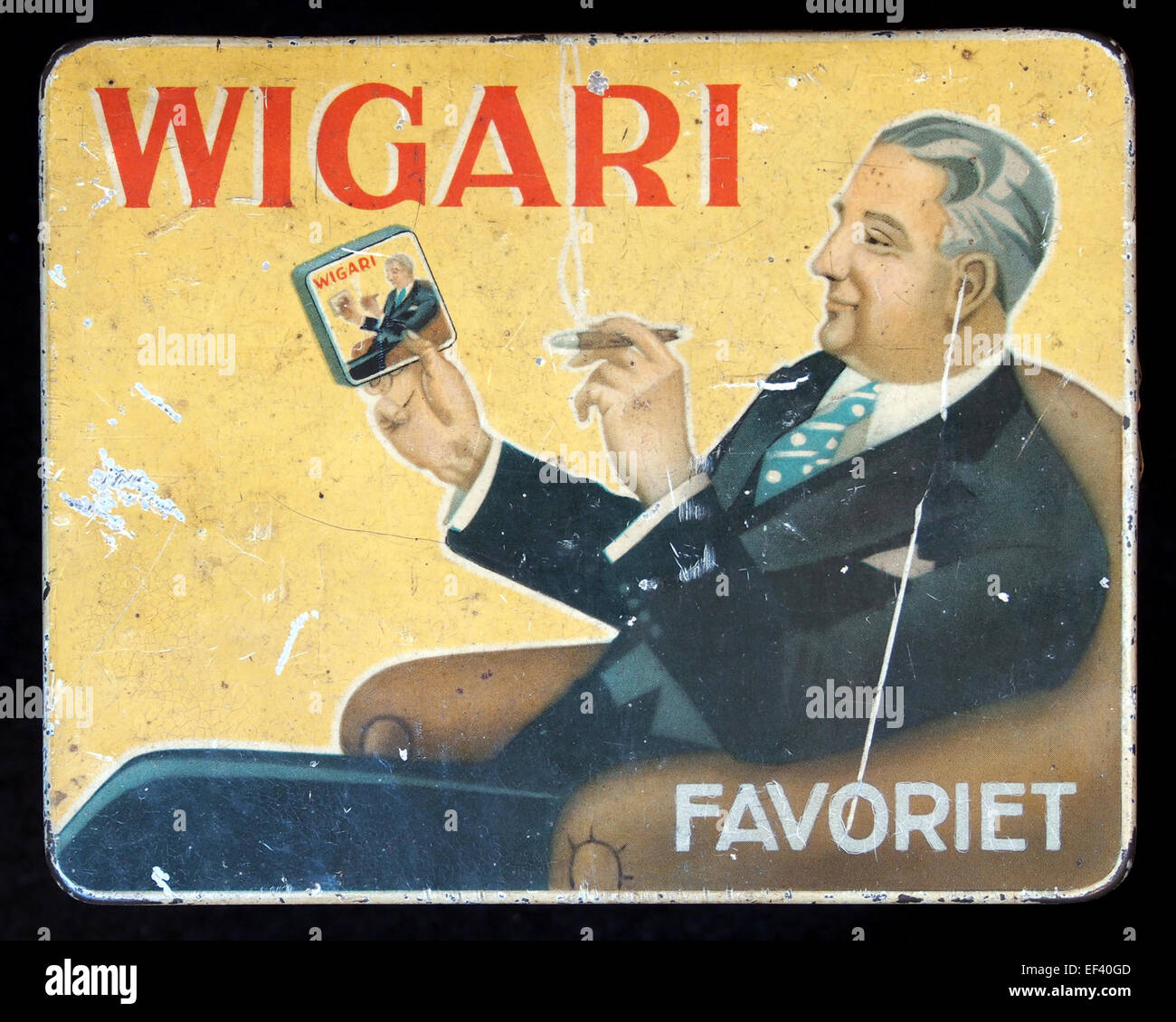 A classic design of the Wigari Favoriet cigar tin, reflecting vintage ...