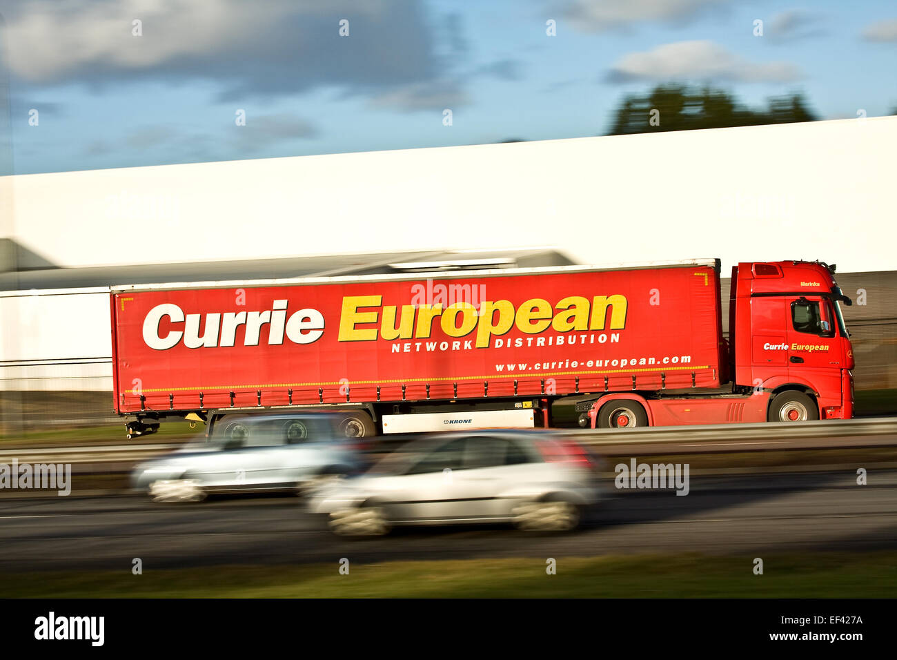 A Currie European Network Distribution articulated lorry travelling ...