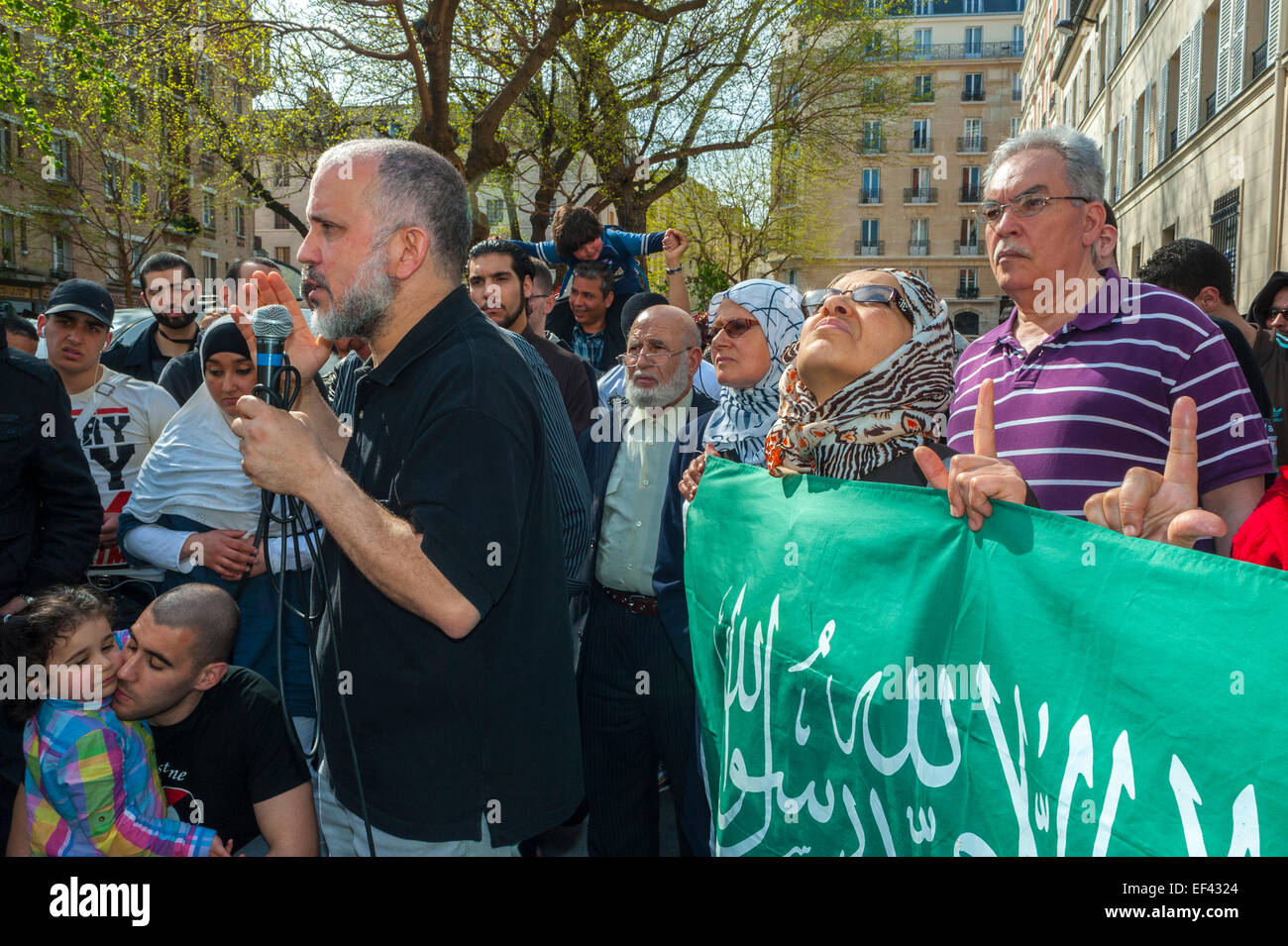 Paris, France, Large Crowd People, French Arab Muslims Demonstrating against Islamophobia ...