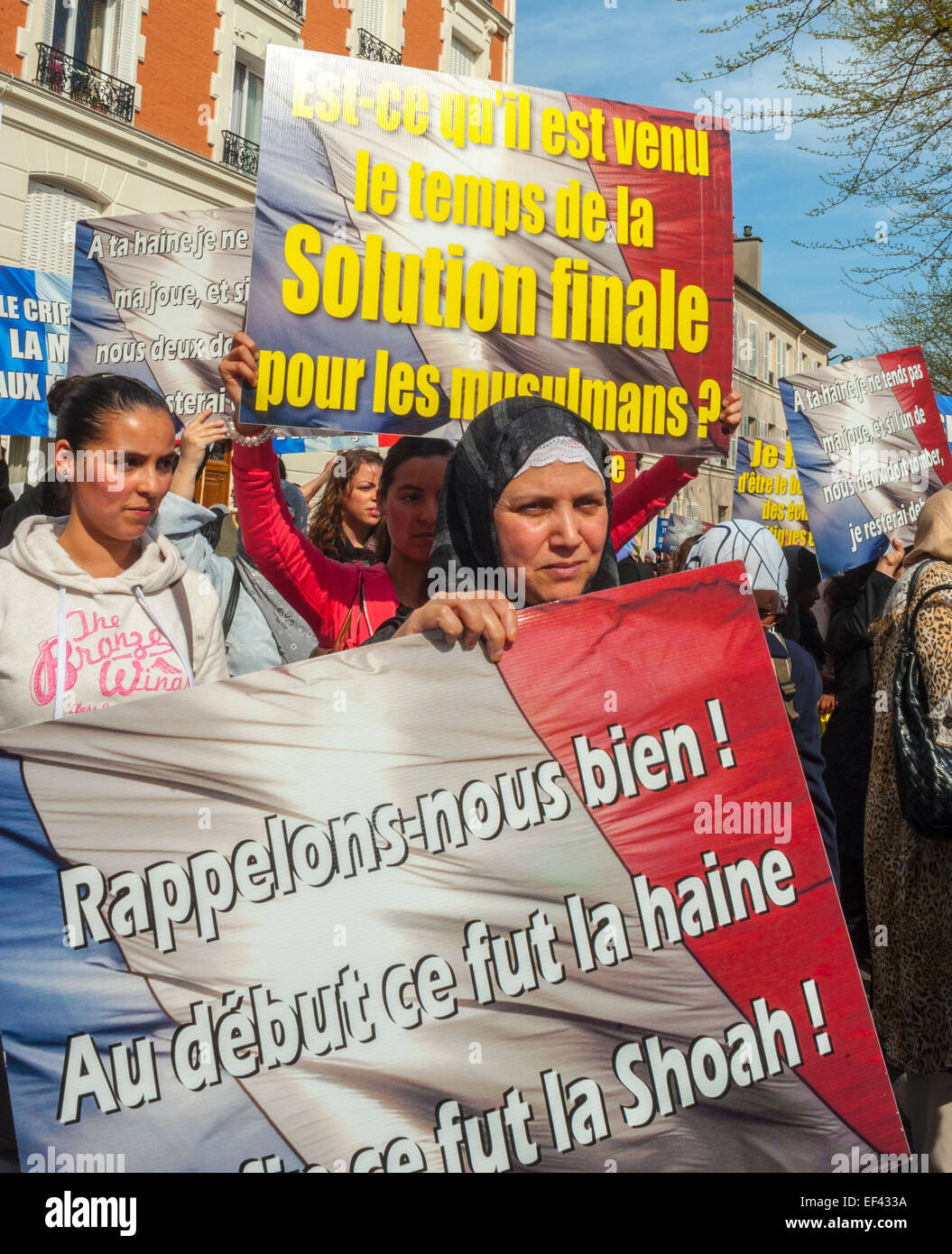 Paris, France, French Arab Muslims Demonstrating against discrimination, Islamophobia, Racism ...