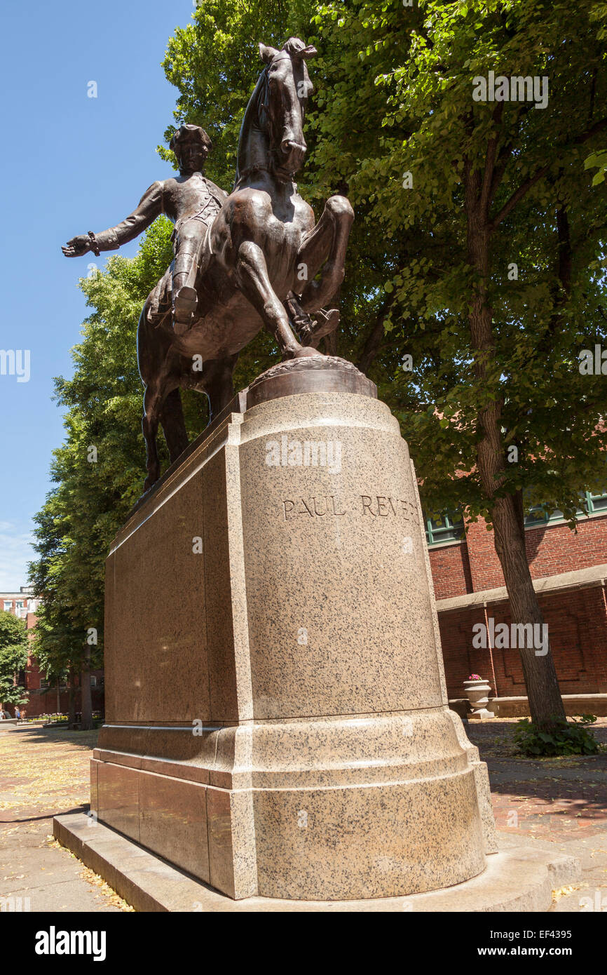 Statue of Paul Revere, North End, Paul Revere Mall, Boston ...