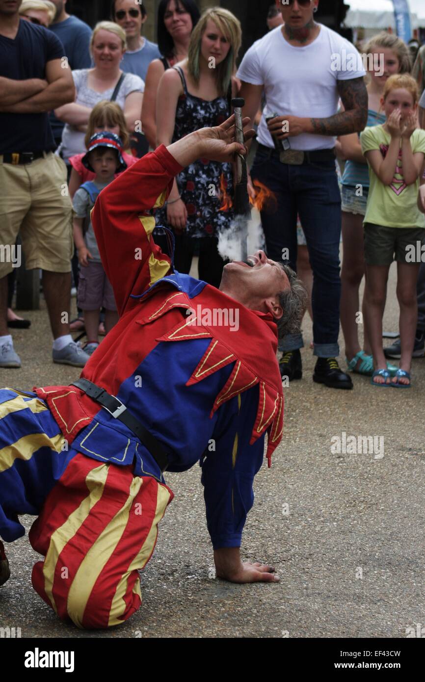 Fire Eating Jester, Firey Jack Stock Photo - Alamy