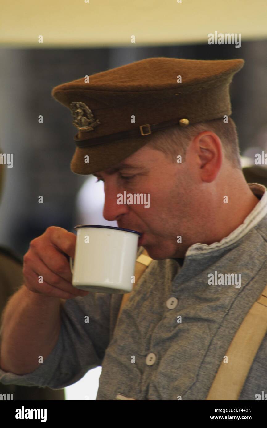 WW1 Actor, Drinking Tea Stock Photo - Alamy