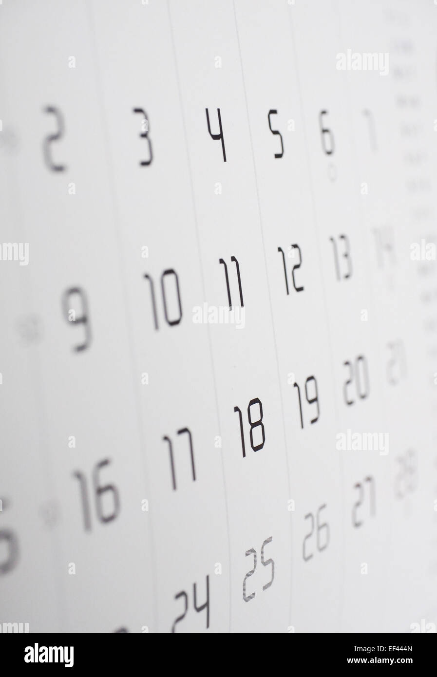 Detail of a calendar page with dates Stock Photo - Alamy