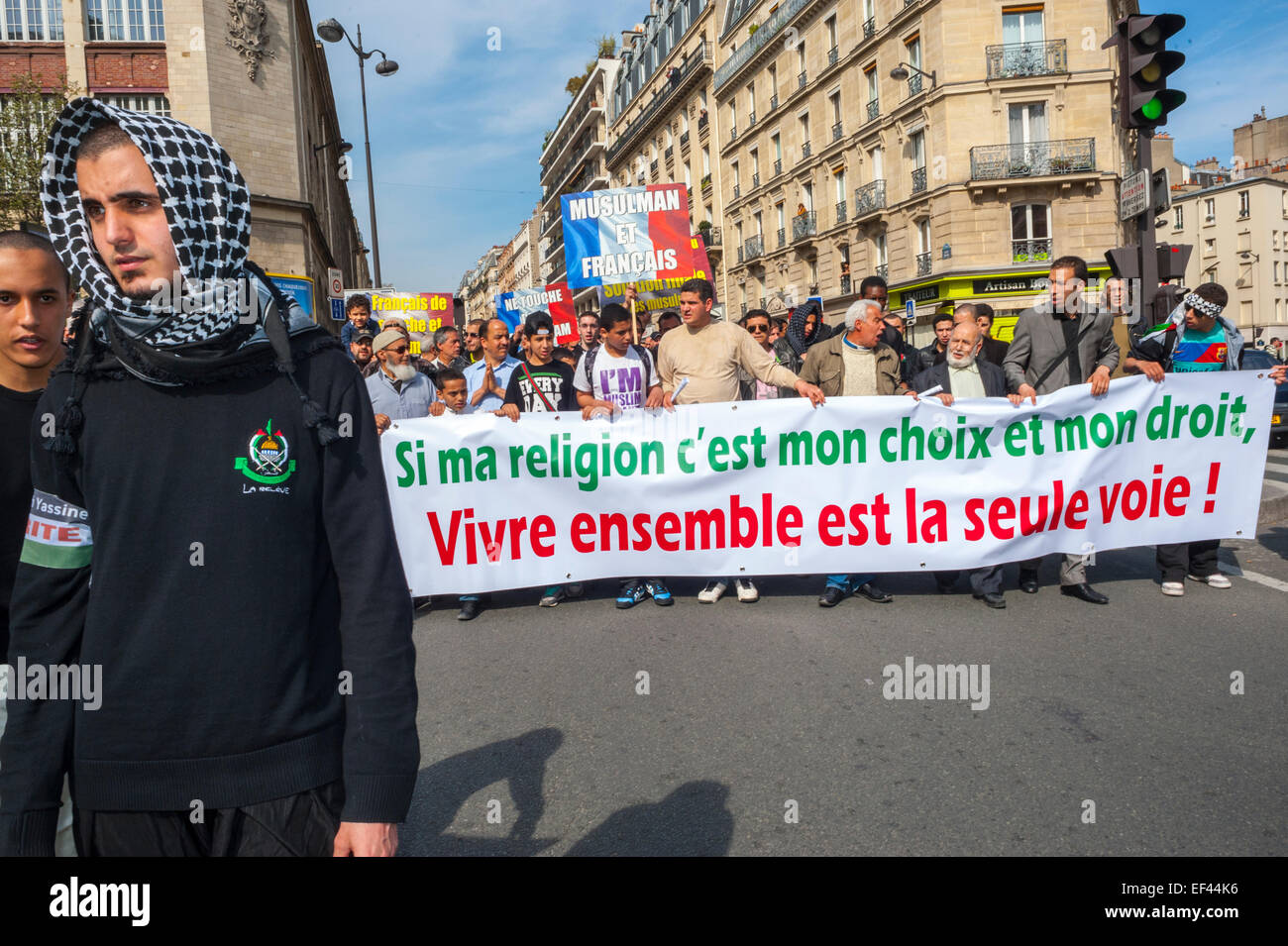 Paris, France, French Muslims Arabs Demonstrating anti discrimination, Islamophobia, Anti-Racism ...