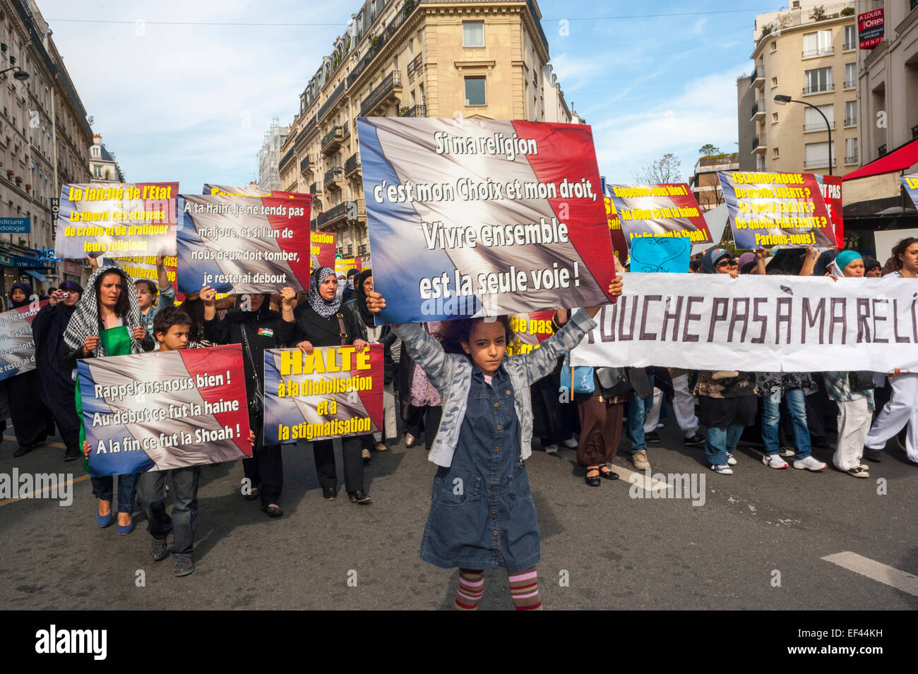 Paris, France, Large Crowd, Front, French Arab Muslims Demonstrating against discrimination ...