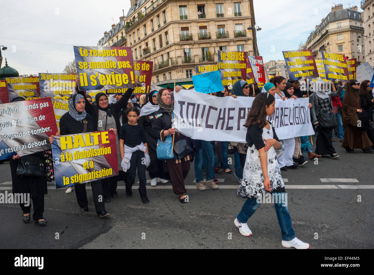 Paris, France, French Arab Muslims Demonstrating against discrimination Islamophobia, Racism ...