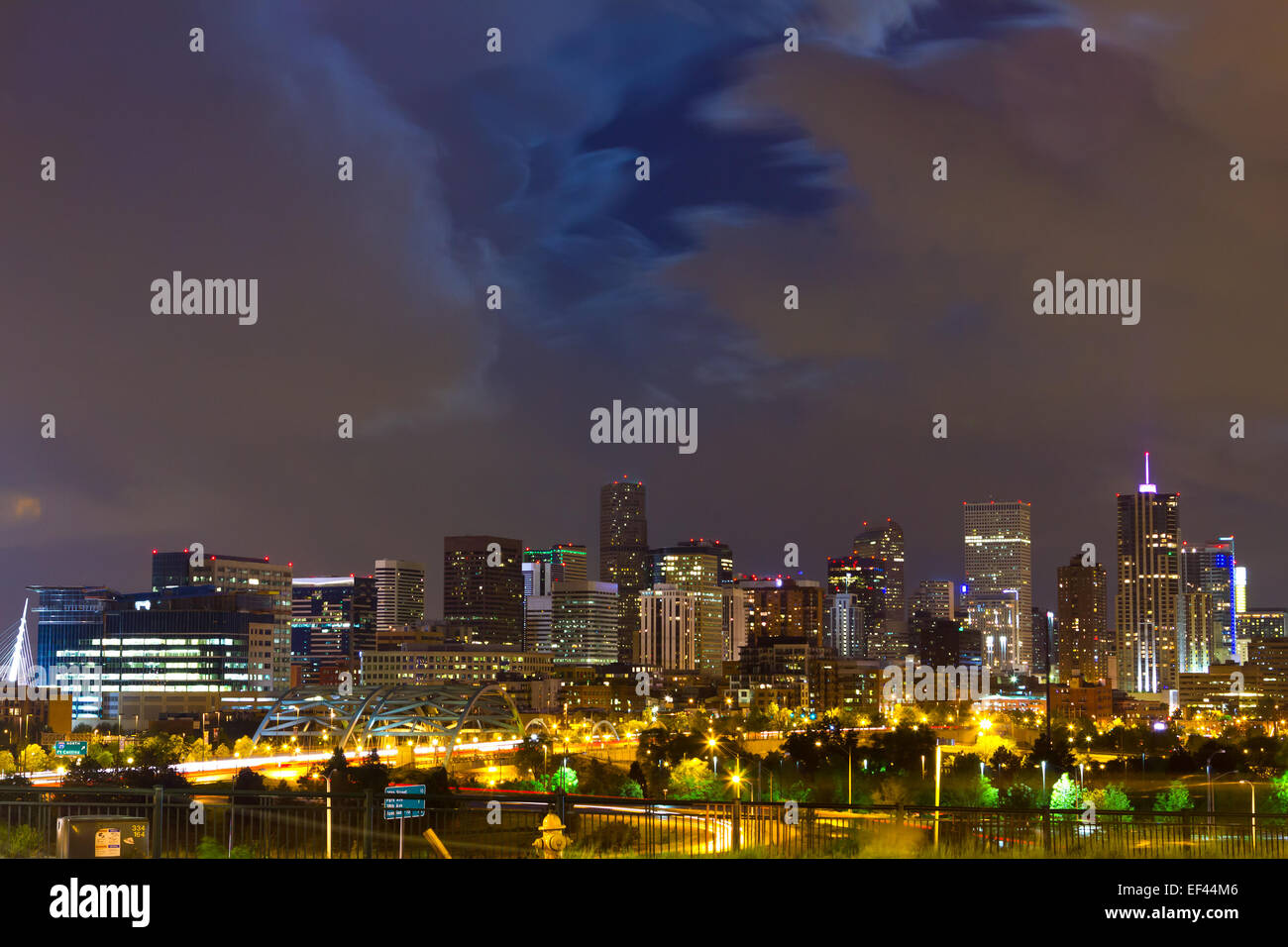 Denver Colorado downtown city skyline at night Stock Photo - Alamy