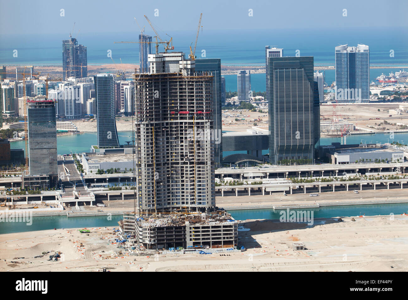 Cityscape of Abu Dhabi (UAE), new building construction at focus Stock ...