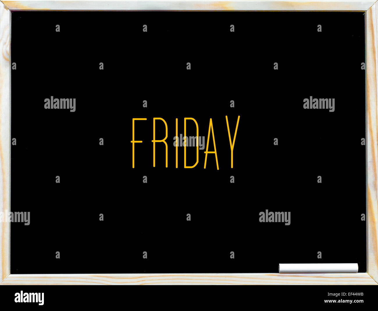 Friday, vintage chalk text on blackboard, white piece of chalk in the ...
