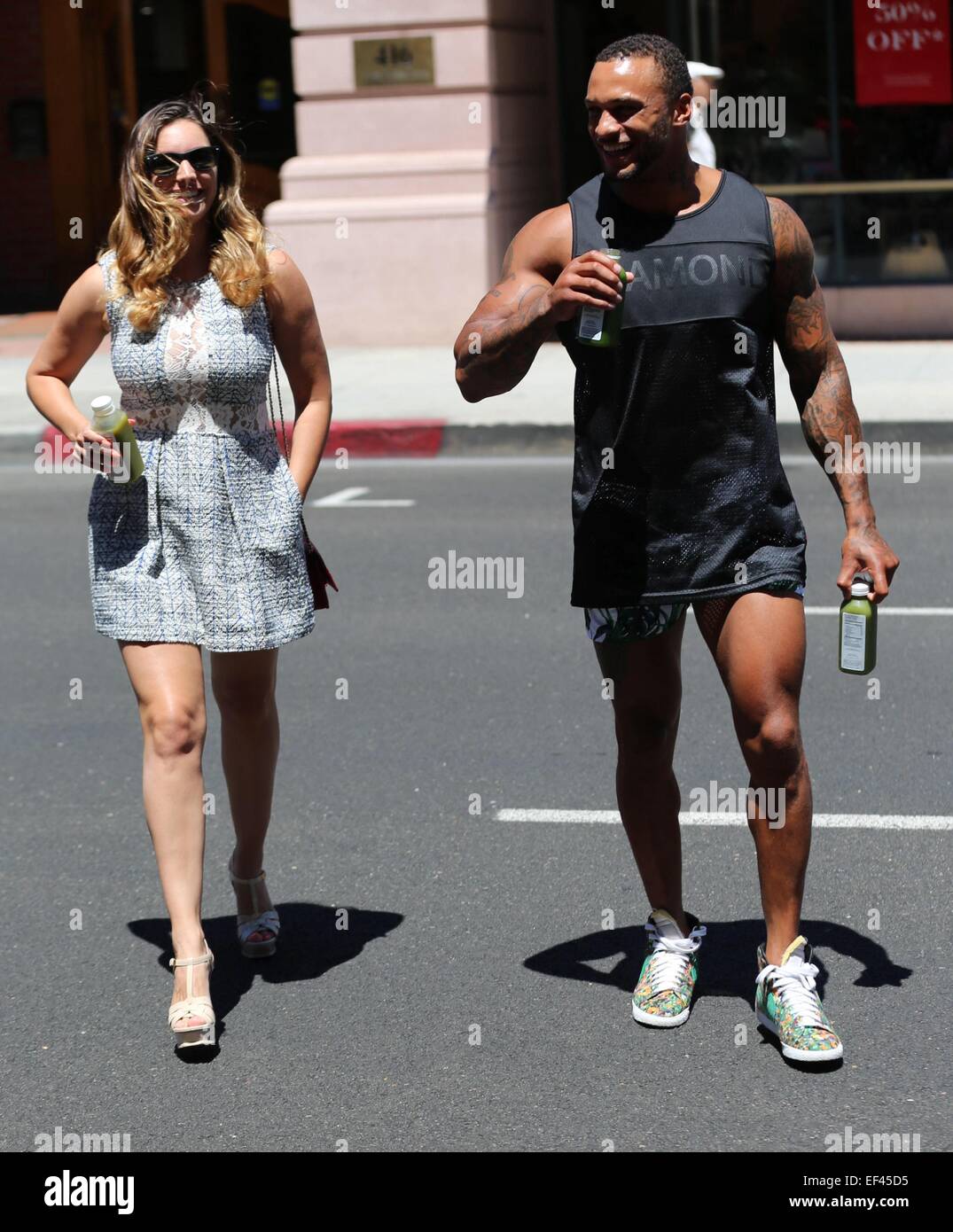 Kelly Brook and boyfriend David McIntosh pick up green juice at Pressed ...
