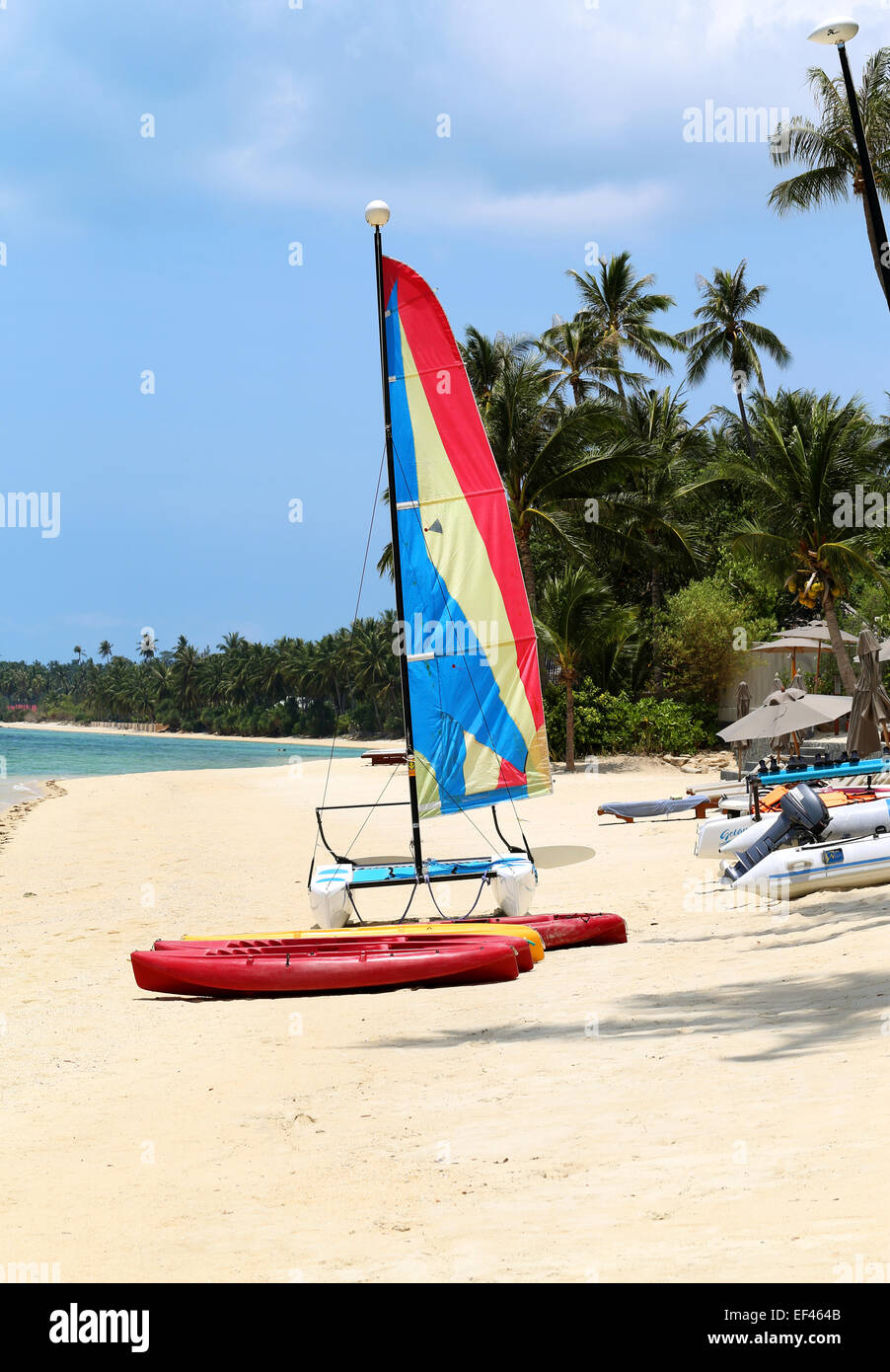 tropical landscape with sailboat bright sunny days Stock Photo - Alamy