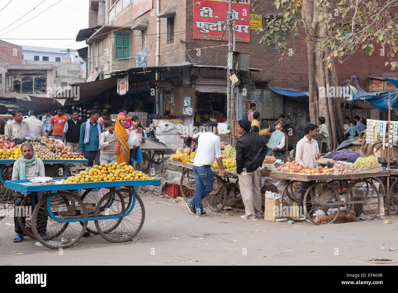 Agra, India, South Asia. Kinari bazaar, fruit and vegetable stalls ...