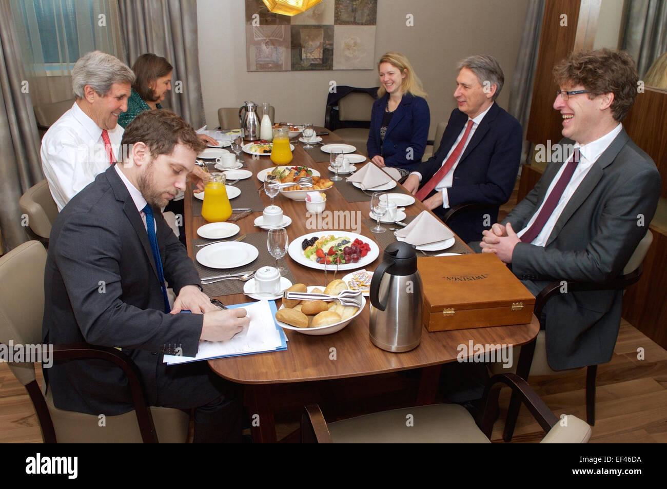U.S. Secretary of State John Kerry, joined by Deputy Chief of Staff Jon ...