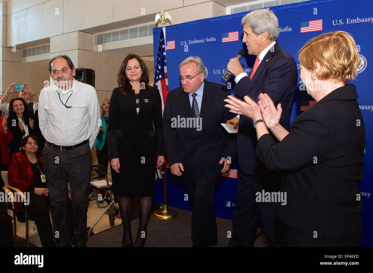 U.S. Secretary of State John Kerry and U.S. Ambassador to Bulgaria ...