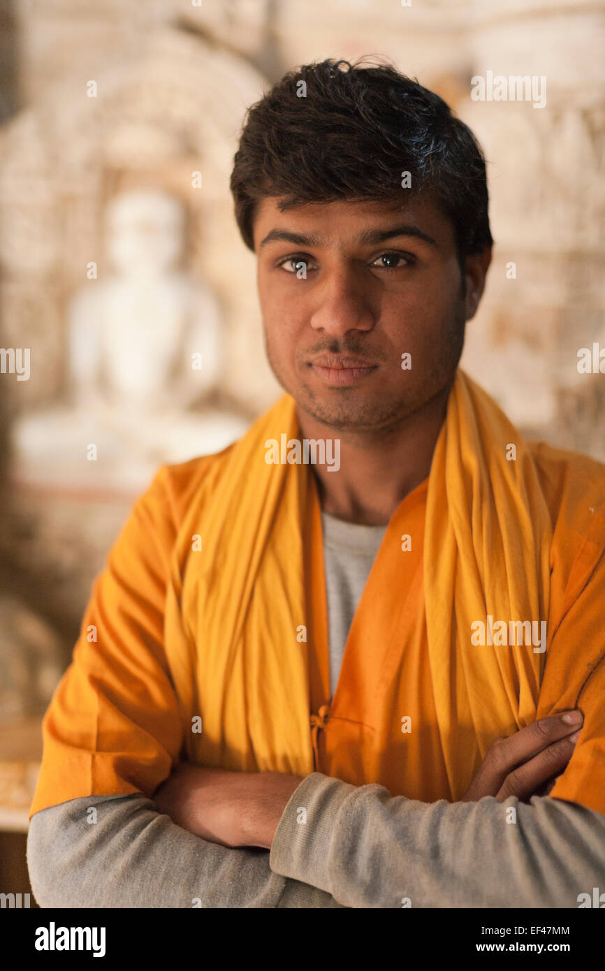 Jaisalmer, Rajasthan, India. Priest at Jain Temple Stock Photo - Alamy