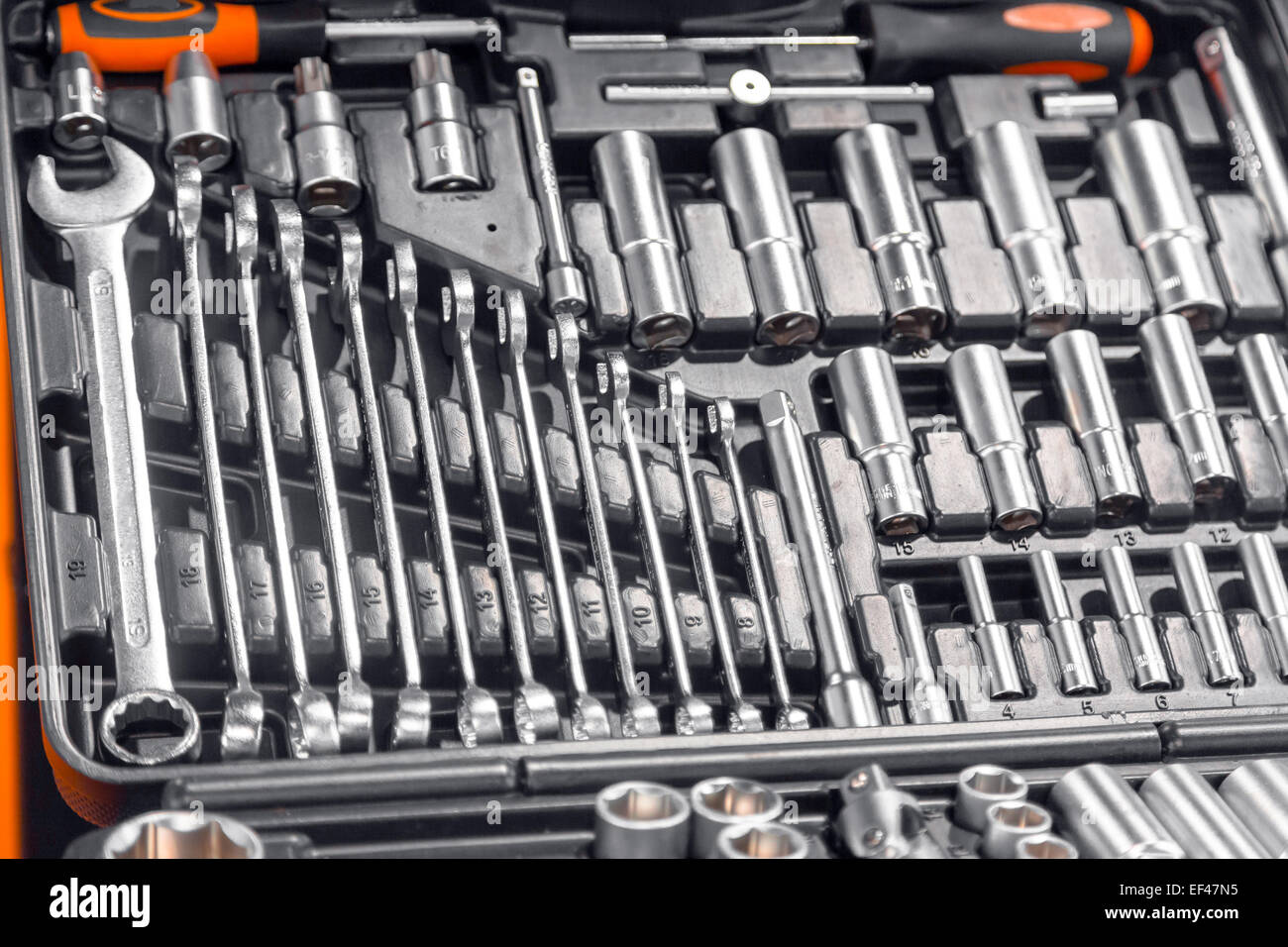 Industrial kit tools closeup Stock Photo - Alamy