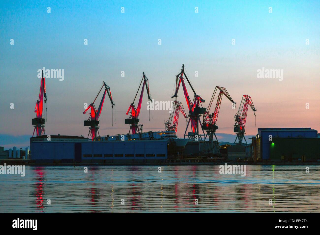 Port warehouse with cargoes Stock Photo - Alamy