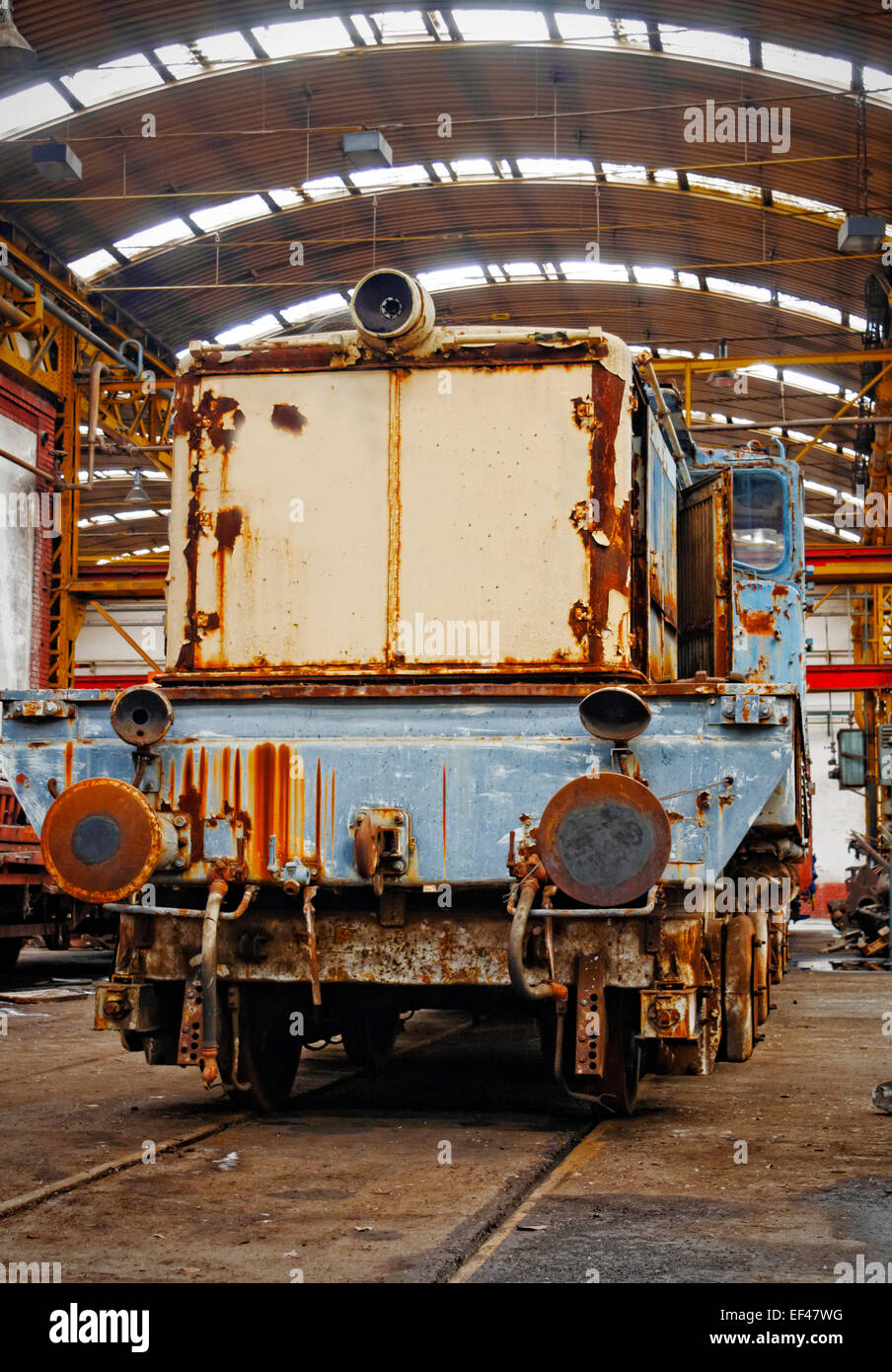 Old trains in abandoned depot Stock Photo - Alamy