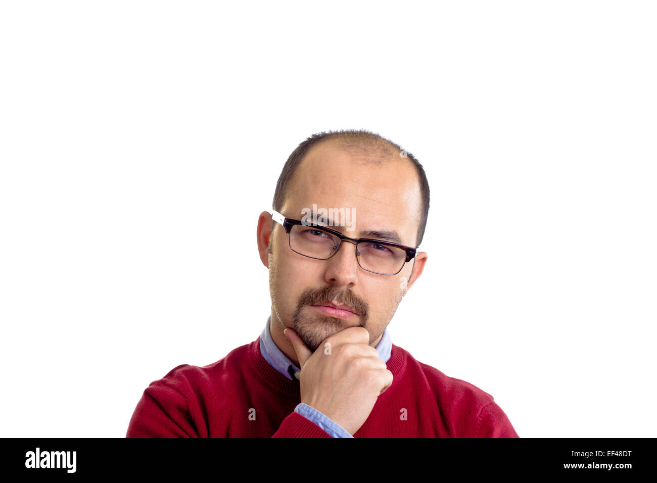 thinking man wearing glasses Stock Photo - Alamy