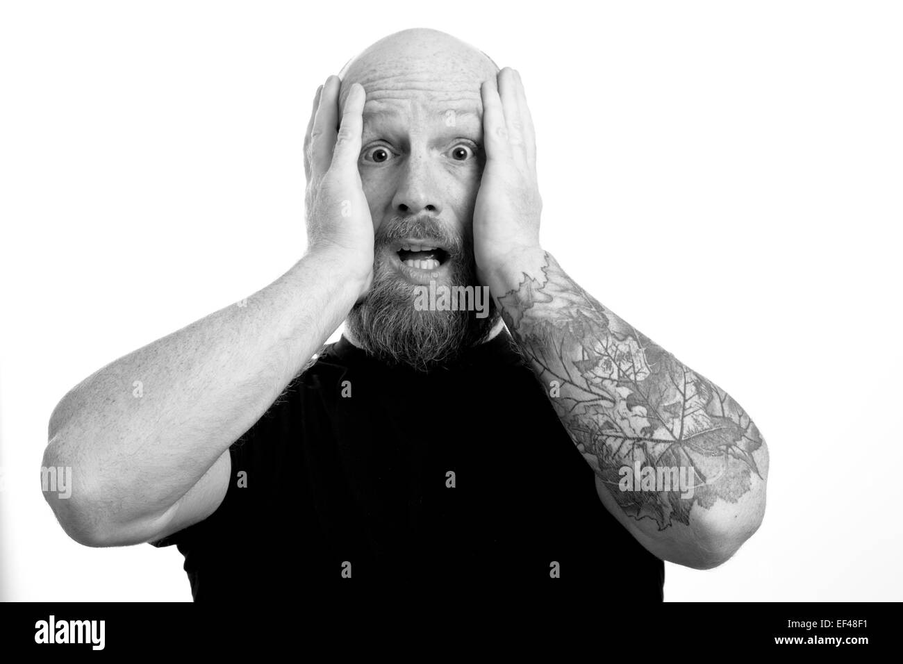 Young white shocked man Black and White Stock Photos & Images - Alamy