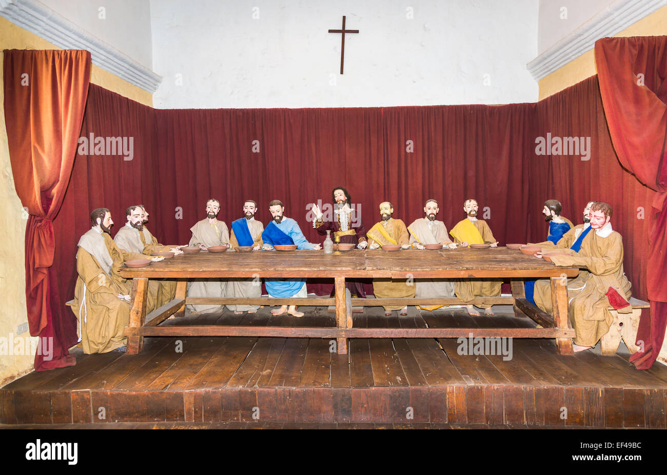 Tableau of Jesus and his disciples at The Last Supper, in Santa ...