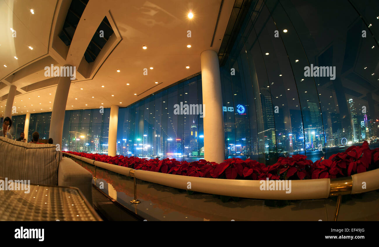 Lobby bar of the Intercontinental Hotel, Tsim Sha Tsui, Kowloon, Hong Kong patrons enjoy the ...