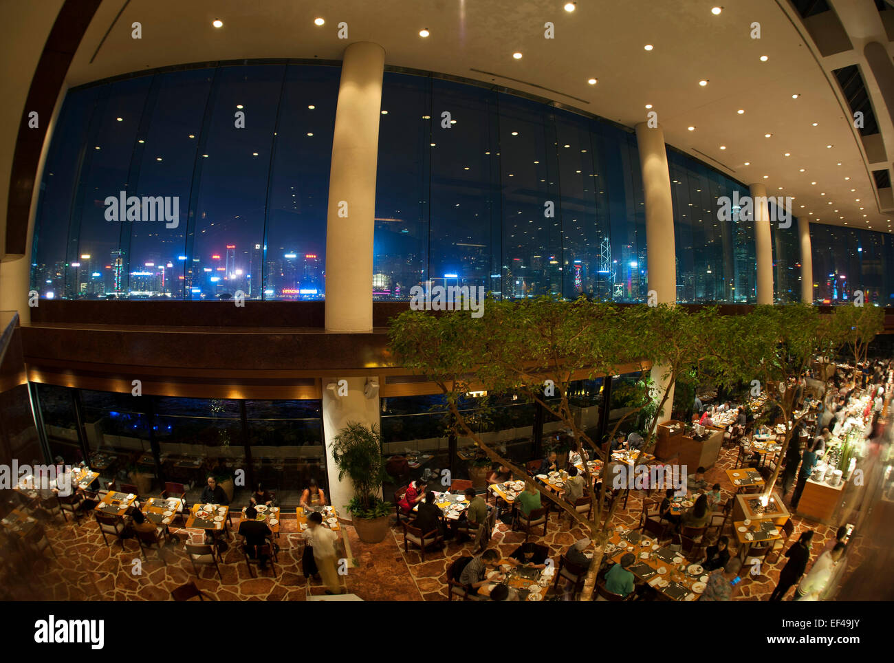 Lobby bar of the Intercontinental Hotel, Tsim Sha Tsui, Kowloon, Hong Kong patrons enjoy the ...