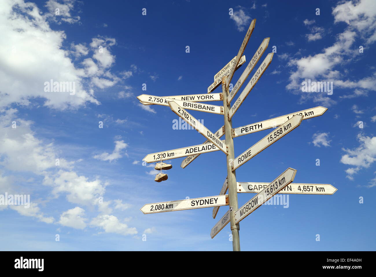 A sign at Border Village roadhouse (the border of South Australia and ...