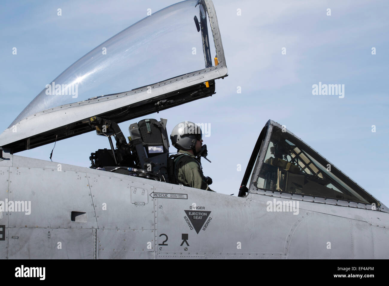 an A-10 attack aircraft of the United States Air Force prepares to take ...