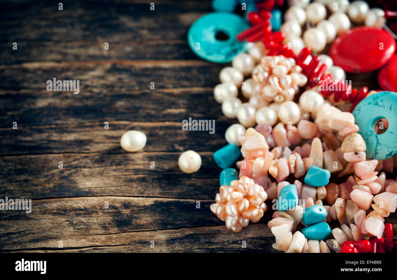 Different colorful beads. Bead making accessories Stock Photo - Alamy